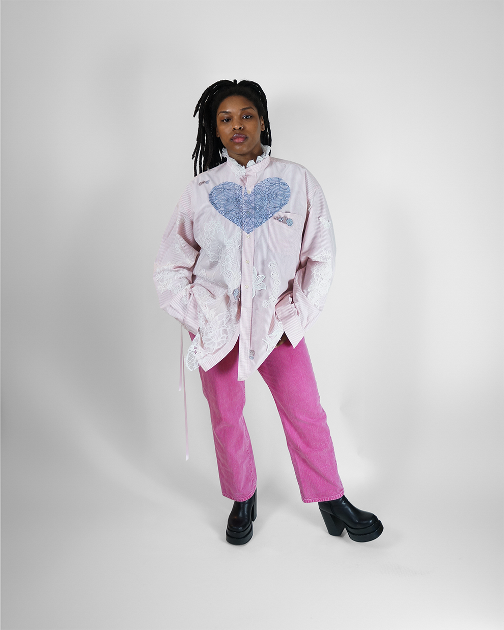 Pink Heart Button Up, L – turningtidesnyc